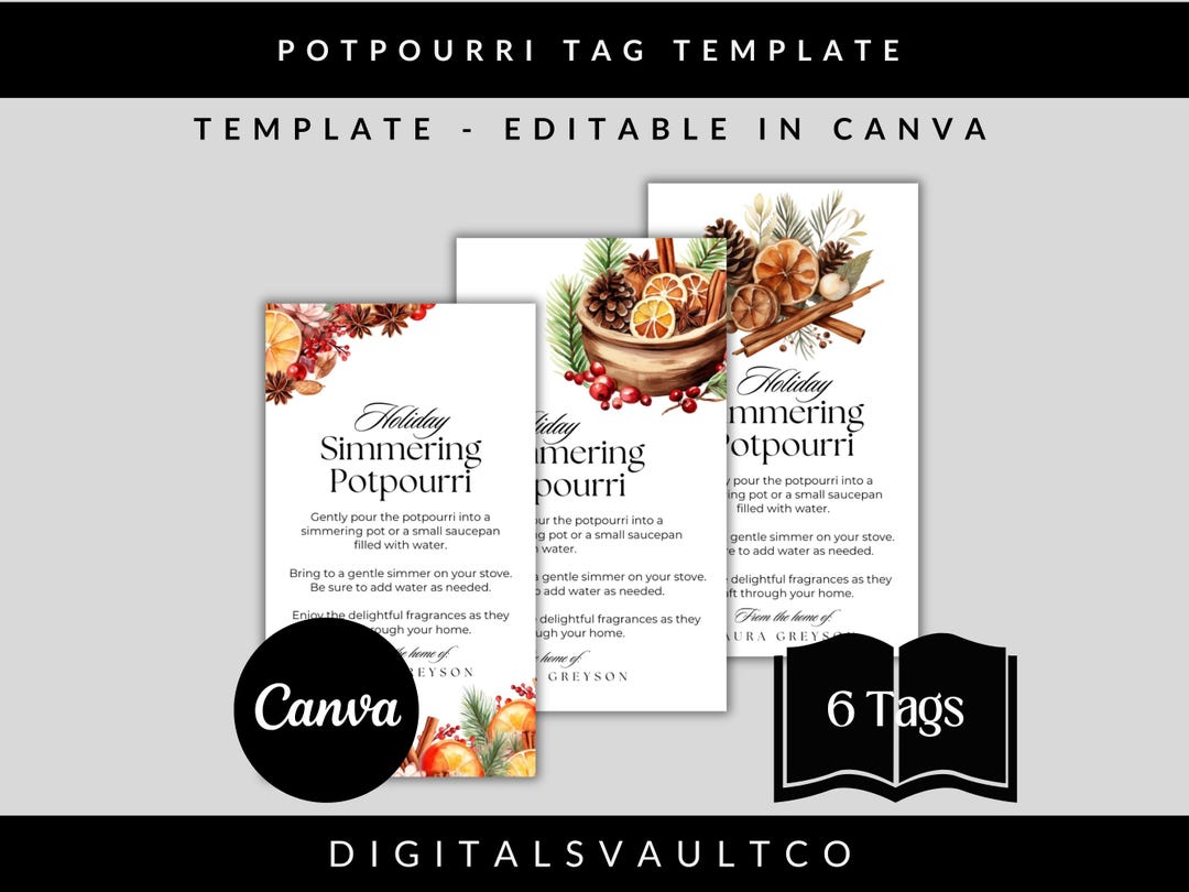Potpourri Tag Template Customizable & Printable Labels for Potpourri ...