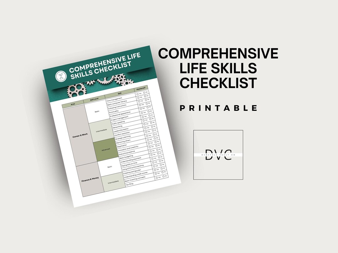 Life Skills Checklist Printable: Teen & Adult Self-reliance Guide (PDF ...