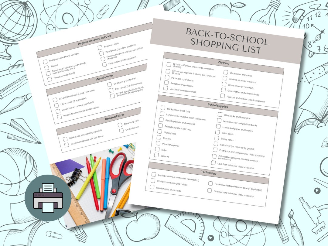 Back-to-school Checklist | Minimalist Printable PDF | Instant Download ...