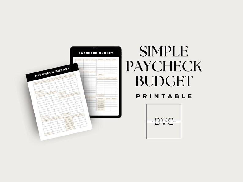 Simple Paycheck Budget PDF Printable for Monthly Money Management Easy ...