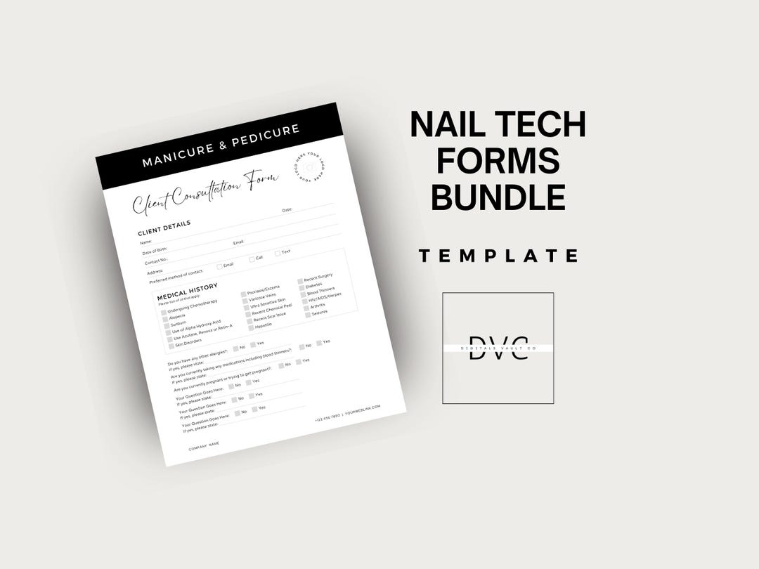 Nail Tech Forms Bundle Templates | Customizable Nail Art Technician ...