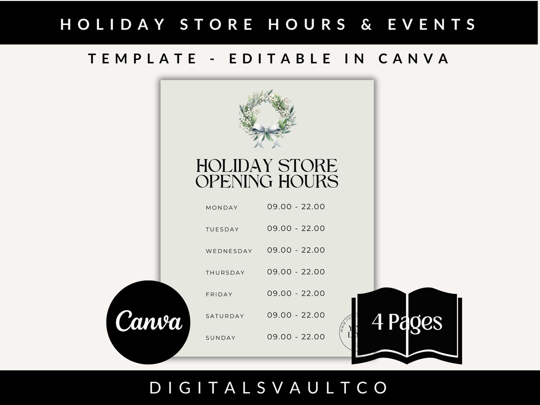 Holiday Store Hours and Events Template | Flyer for Retail Holiday ...