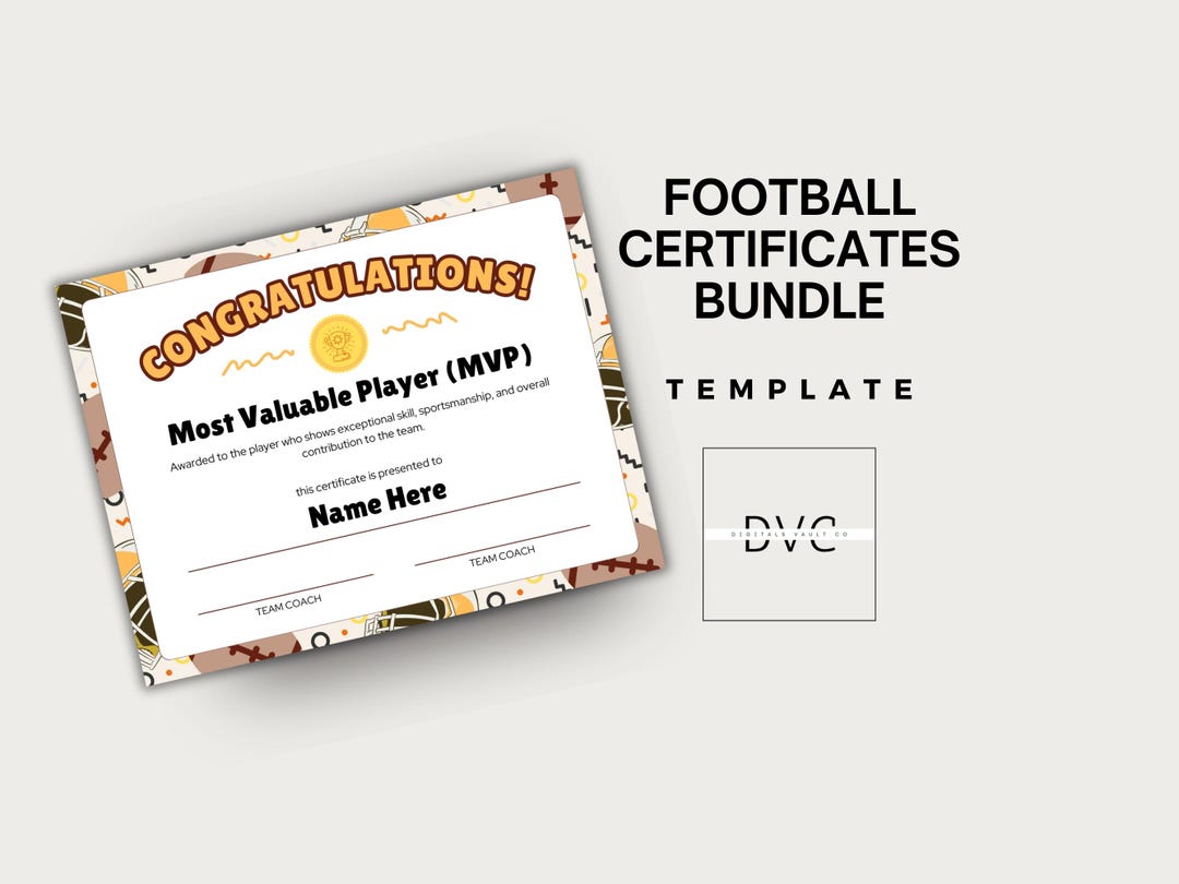 Football Certificates Template | Customizable Sports Achievement Awards ...