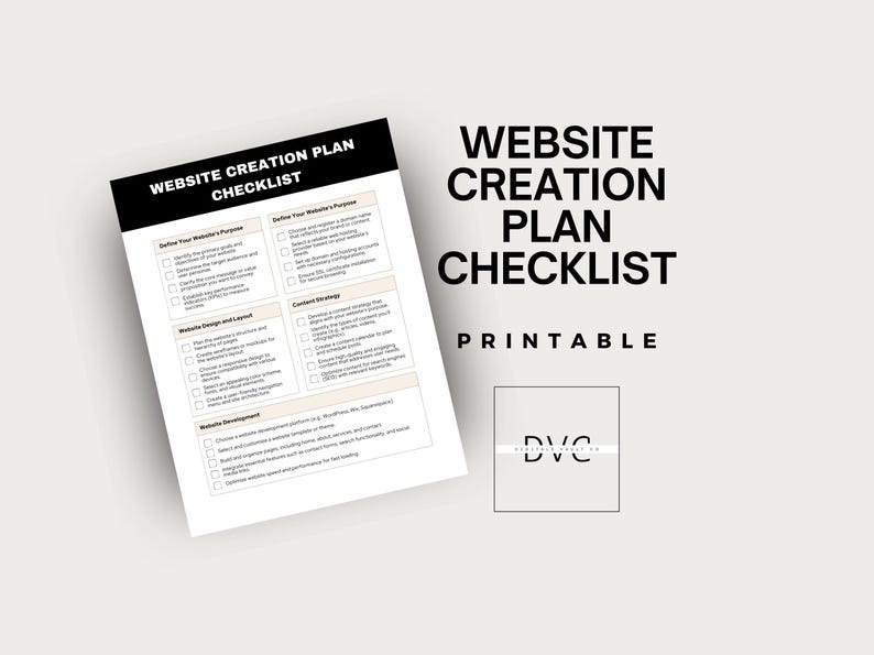 Website Creation Plan Checklist Printable PDF | Web Design, Building ...