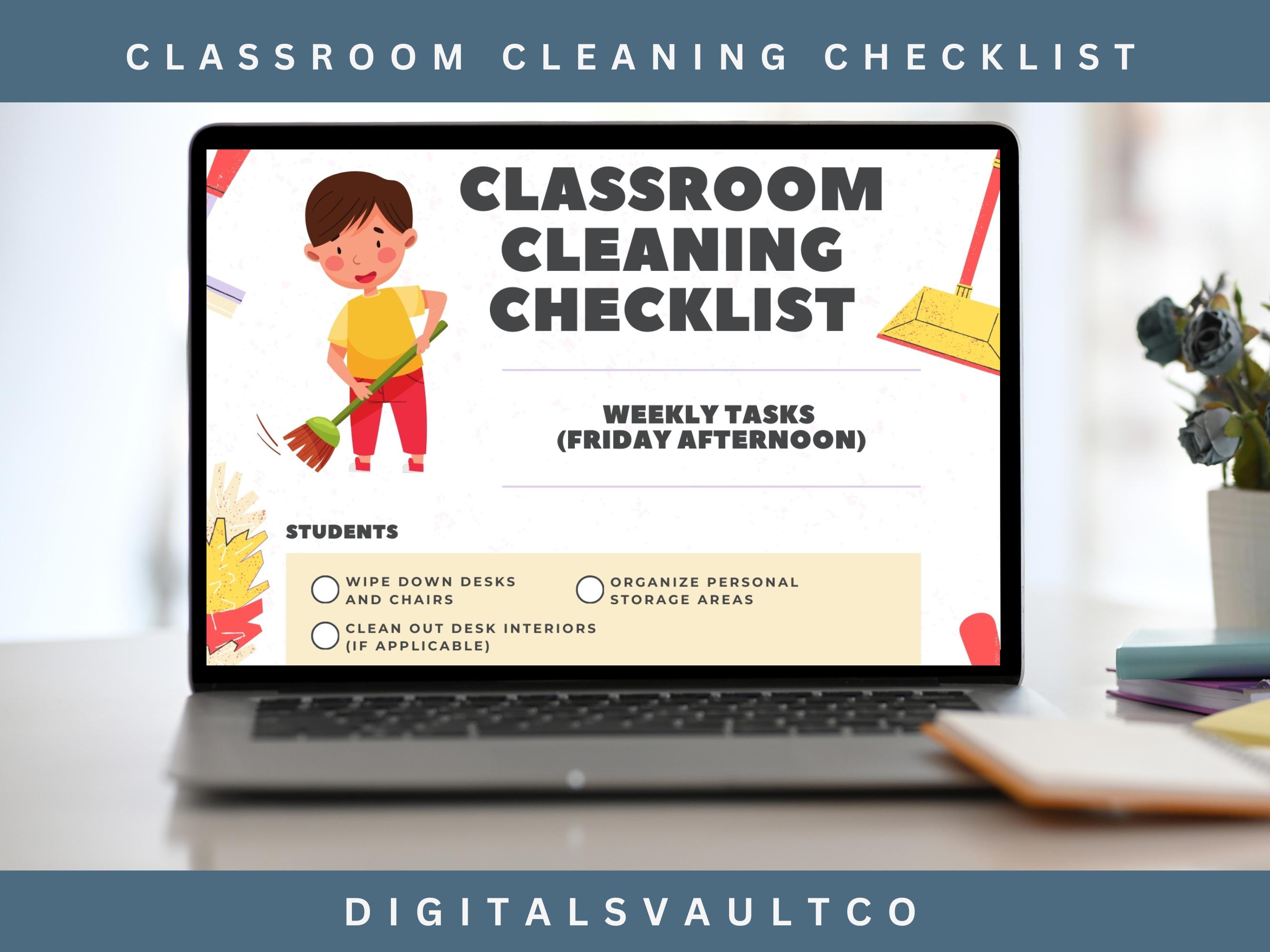Classroom Cleaning Checklist Printable | Daily, Weekly, Monthly Tasks ...