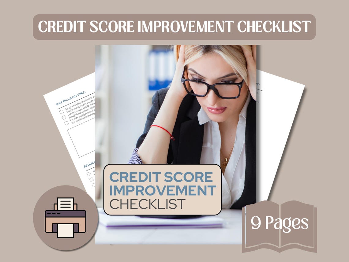 Credit Score Improvement Checklist Minimalist PDF Printable | Personal ...