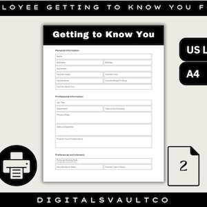Employee Getting to Know You Survey Printable PDF | New Members ...