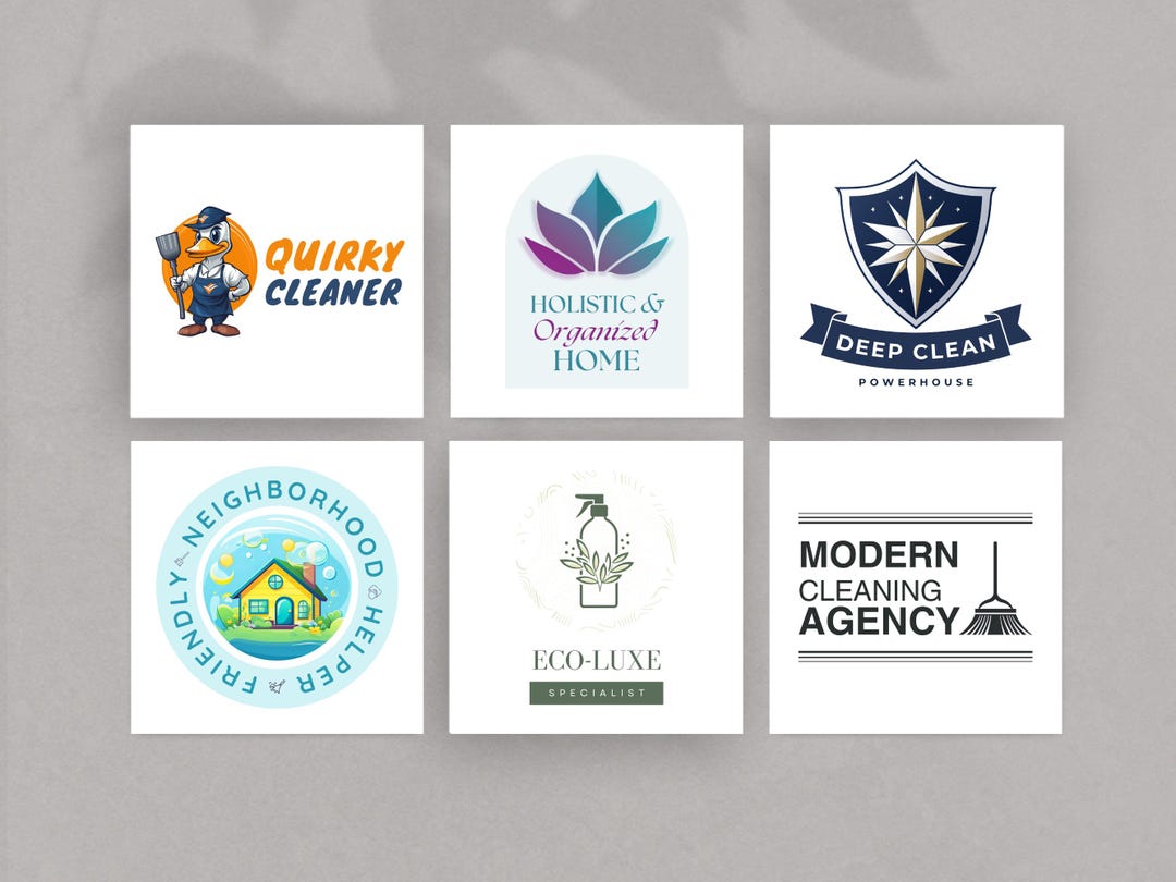 House Cleaning Logo Bundle Canva Template Professional Maid Service ...