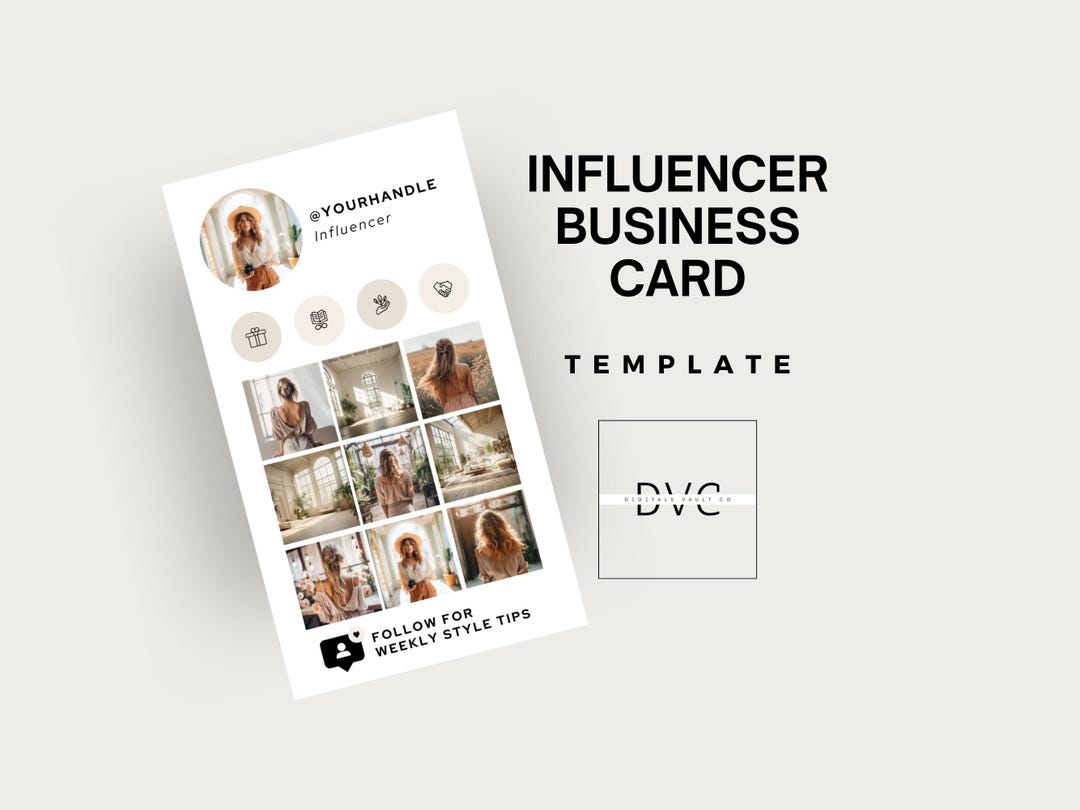 Influencer Business Card Template: Editable Design (PDF) - Etsy
