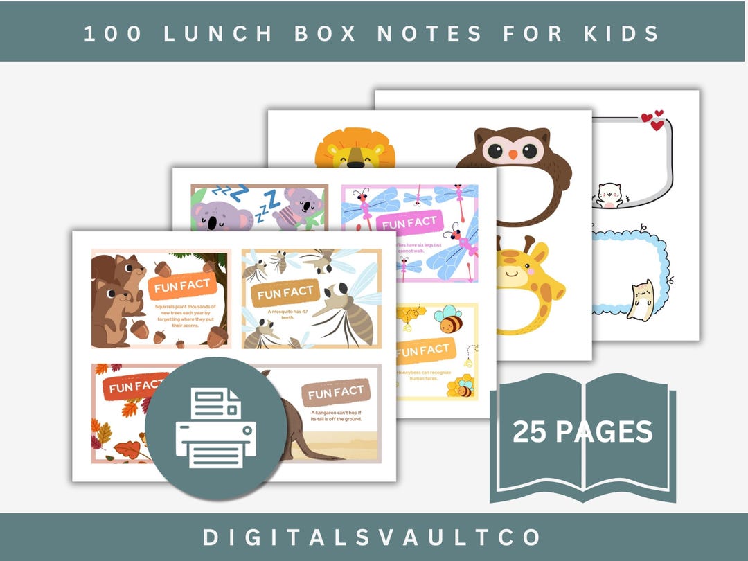 100 Animal-themed Fun-fact Lunch Box Notes for Kids Fun and Cute ...