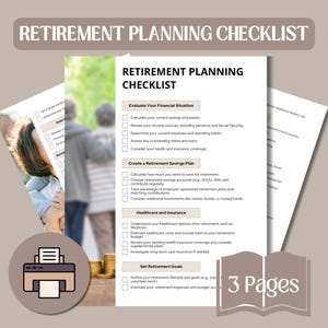 Retirement Planning Checklist Minimalist Printable PDF Retirement Goals ...