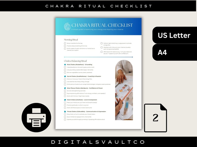 Chakra Ritual Checklist Printable | Daily Energy Healing Routine to ...