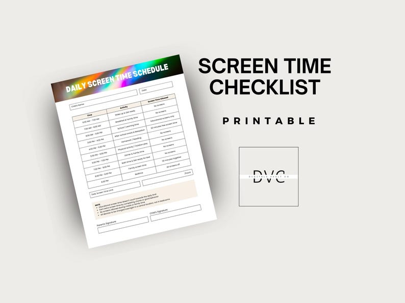 Screen Time Checklist Printable | Healthy Habits, Chore Motivation and ...