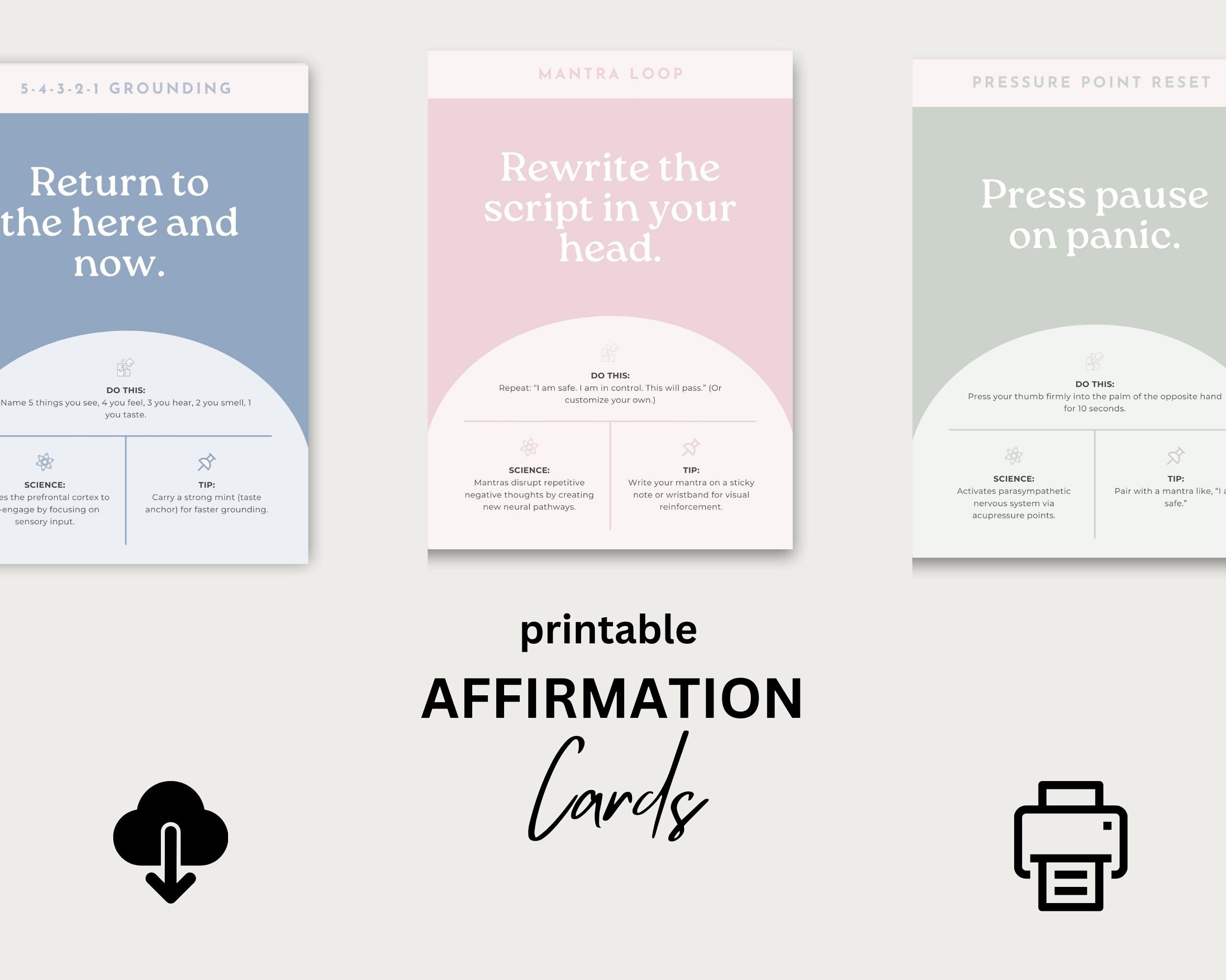 Emotional Regulation Affirmation Cards PDF | Printable Calm Down ...