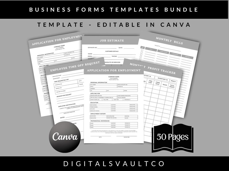 Business Forms Template Bundles | 40 Editable Invoices, Contracts ...