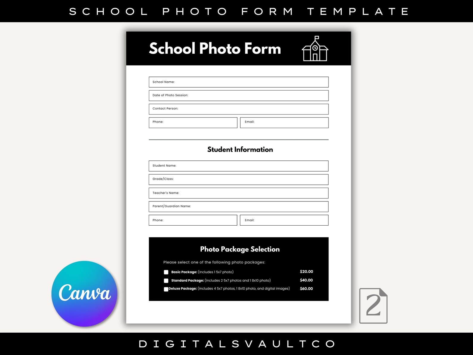 School Photo Form Template: Student Information, Picture Day (canva ...