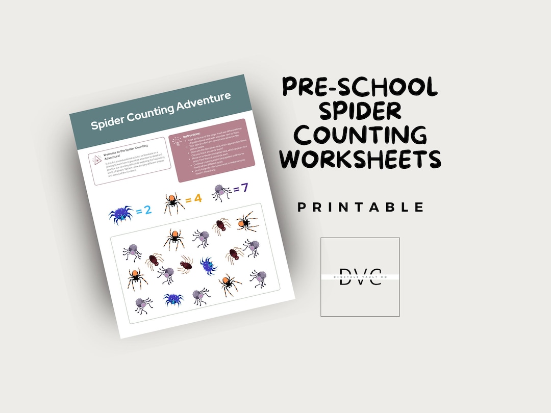 Preschool Spider Counting Adventure Worksheets Printable PDF | Kid ...