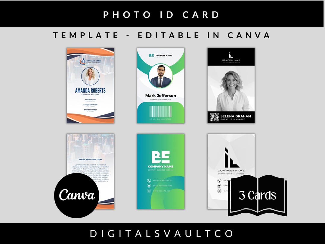 Photo ID Card Customizable Template Easily Create Professional Ids for ...