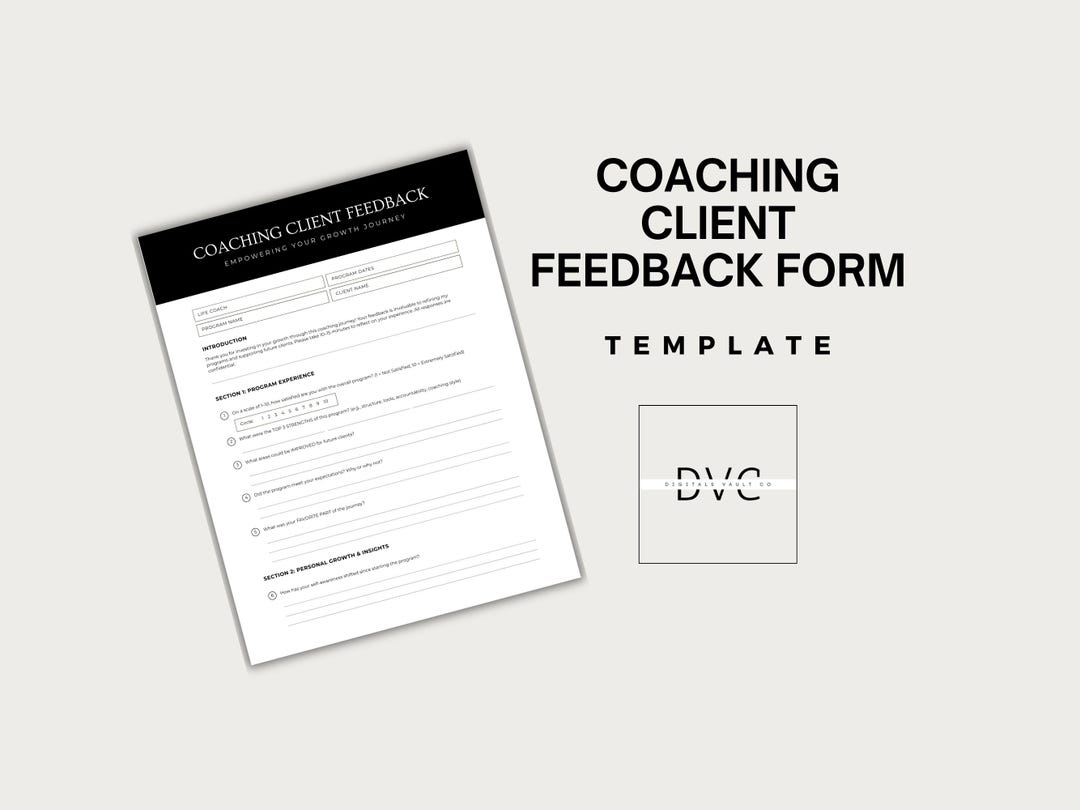 Coaching Client Feedback Form Template Editable Coaching Evaluation ...