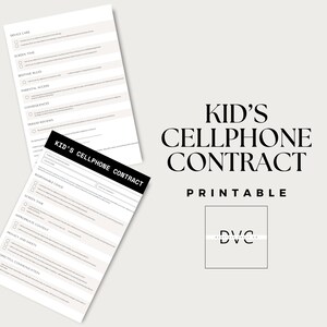Kid's Cellphone or Mobile Contract Form for Safe and Responsible ...