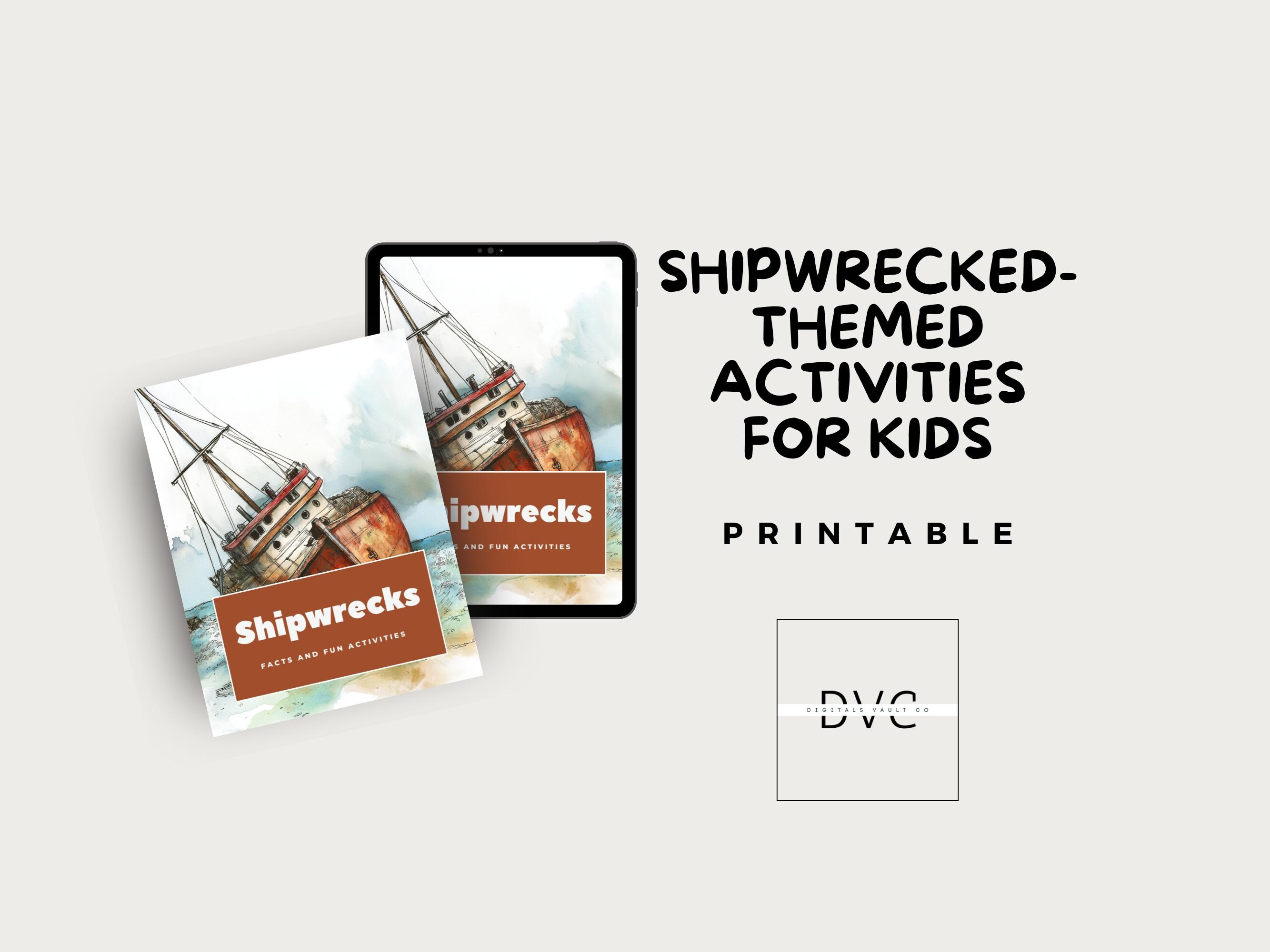 Shipwreck Themed Activity Sheets for Kids PDF Printable Adventure Pack ...