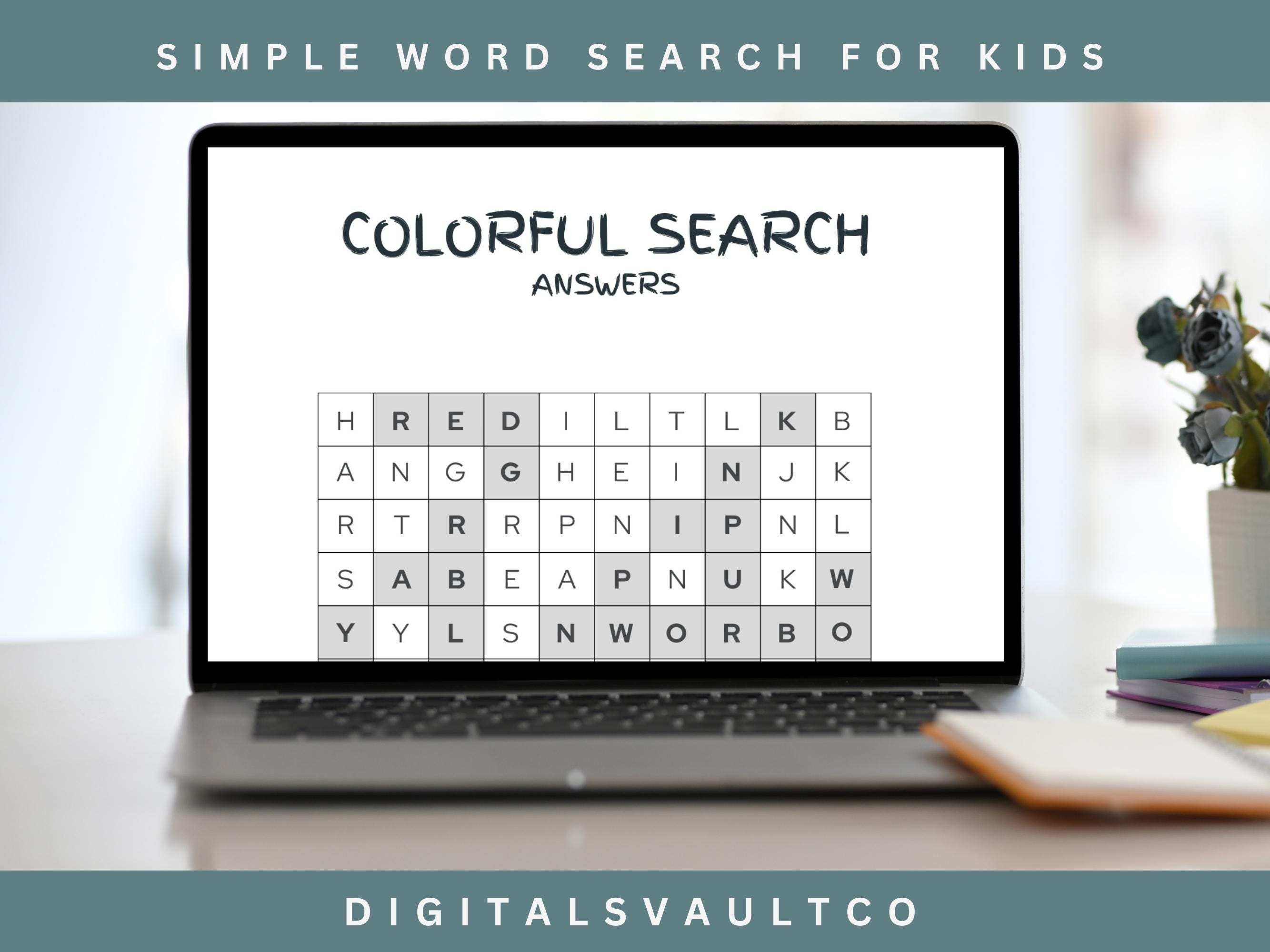 Simple Word Search for Kids | Fun and Easy Printable Puzzle ...