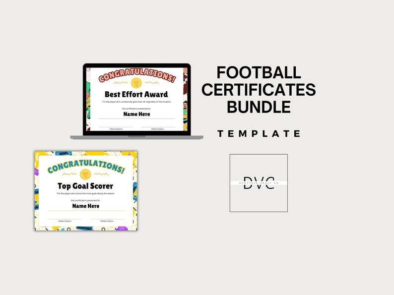 Football Certificates Template | Customizable Sports Achievement Awards ...