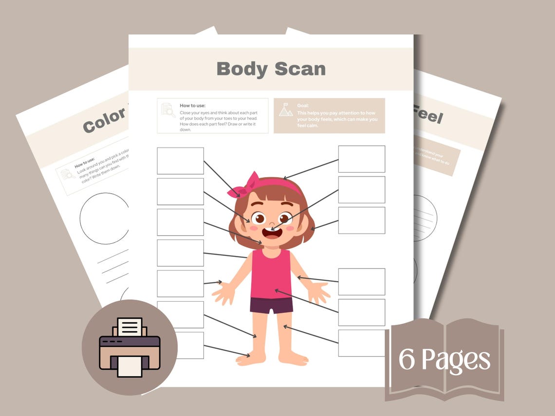 Kids Mental Health Activity Worksheets Minimalist Printable PDF ...