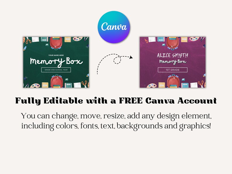 School Memory Box Template | Yearly School Keepsake Organizer | Kids ...