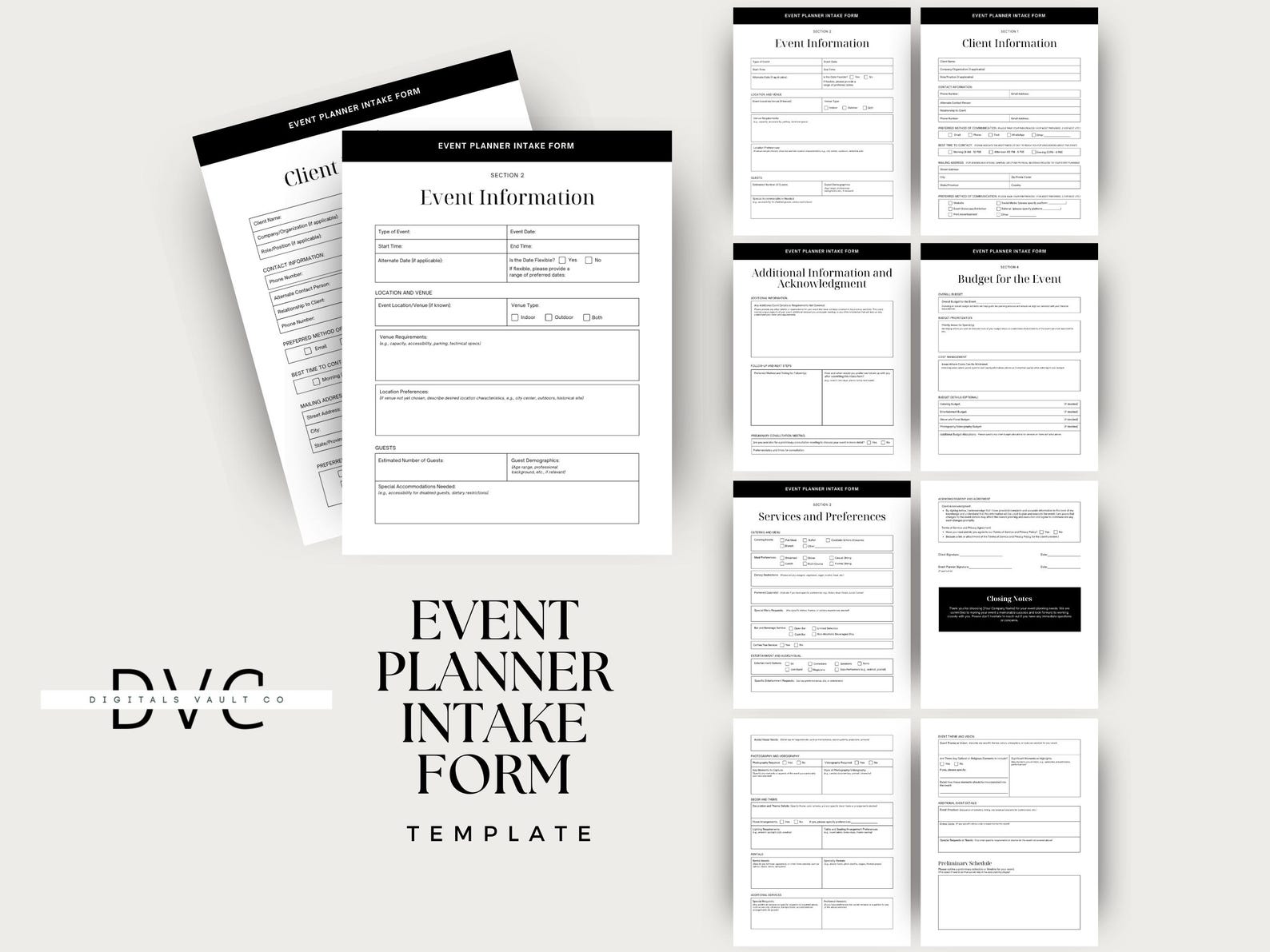 Event Planner Intake Form Canva Template Professional Client ...
