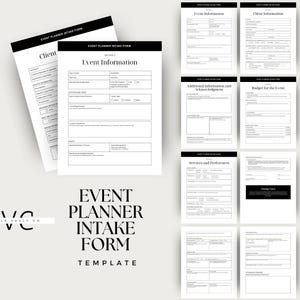 Event Planner Intake Form Template Professional Client Consultation and ...
