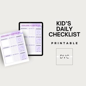 Kid's Daily Checklist Printable PDF | Child Routine Chart | Children's ...