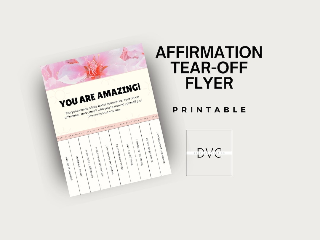 Affirmations Tear-off Flyer PDF Printable Positive Daily Affirmation ...