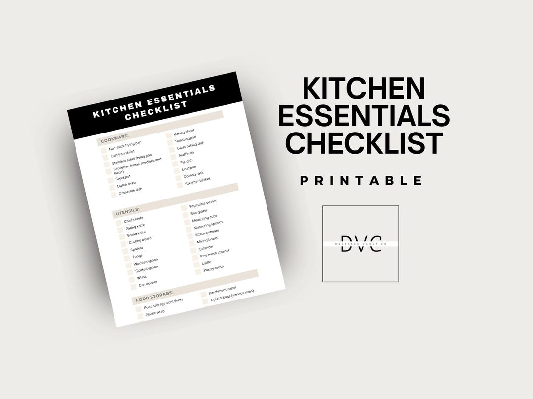 Kitchen Essentials Checklist: Minimalist Printable (PDF Download) - Etsy