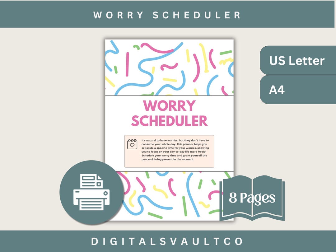 Worry Scheduler Printable | Mental Health Planner for Daily Worry ...