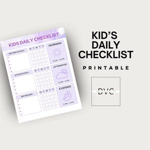 Kid's Daily Checklist Printable PDF | Child Routine Chart | Children's ...