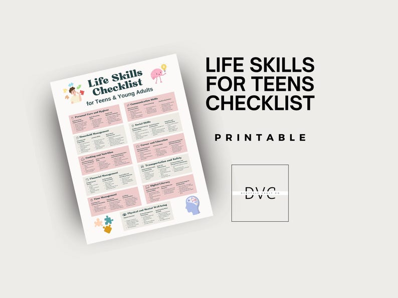 Life Skills Checklist for Teens and Young Adults Printable PDF | Teen ...
