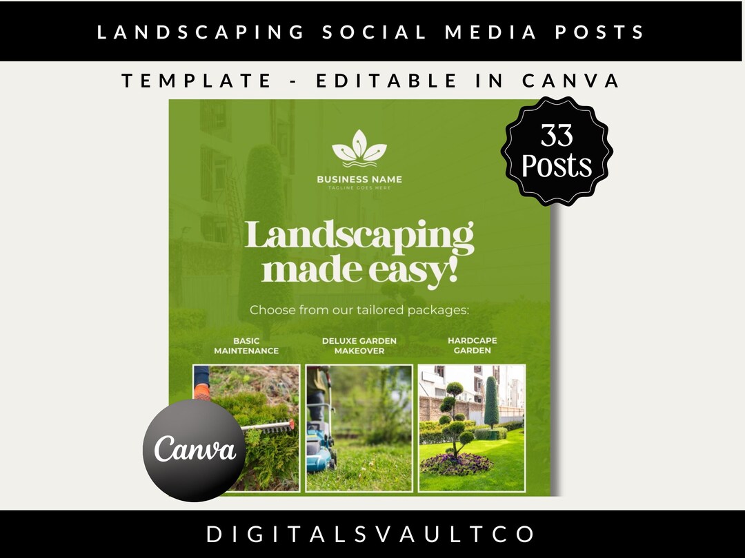 Landscaping Business Social Media Templates | Editable IG Posts for ...