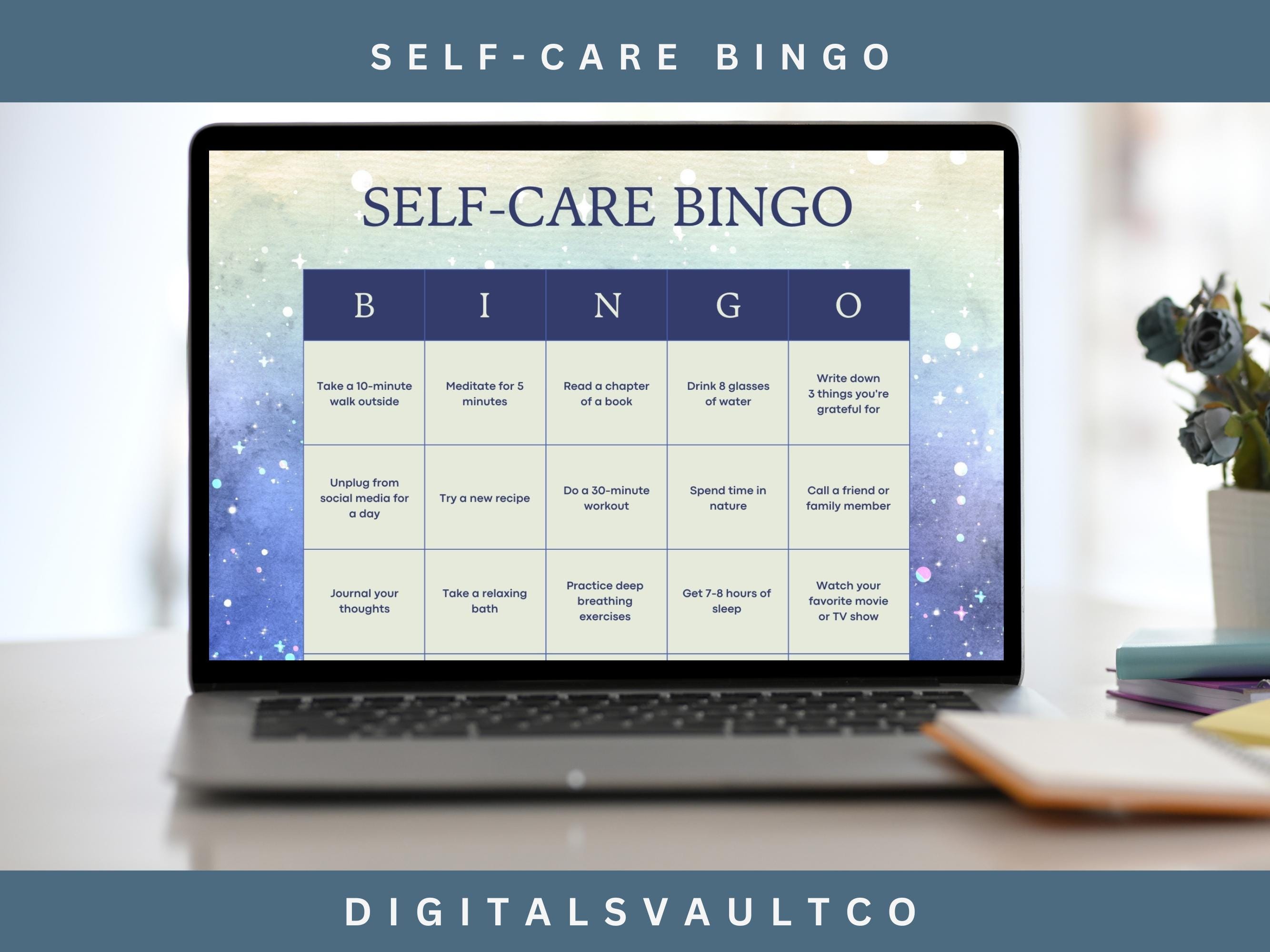 Self-care Bingo Printable Sheet Wellness Activity Tracker Mental Health ...