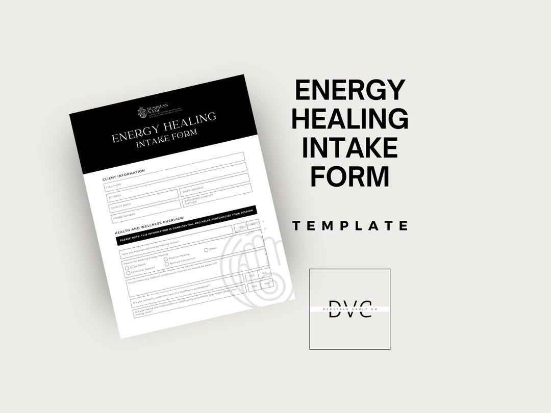 Energy Healing Client Intake Form Template Holistic Wellness ...