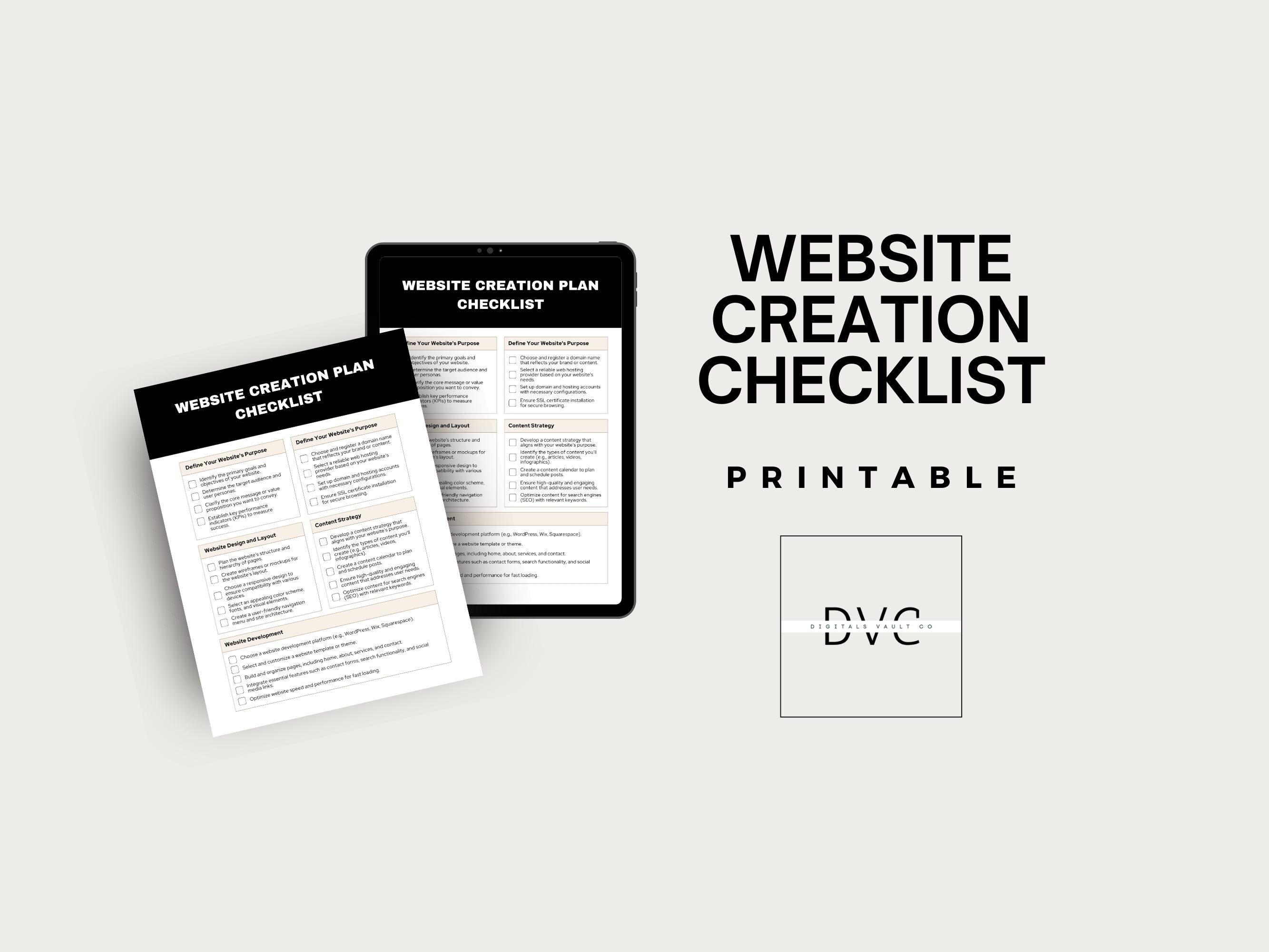 Website Creation Plan Checklist: Minimalist Website Development Guide (PDF) - Etsy