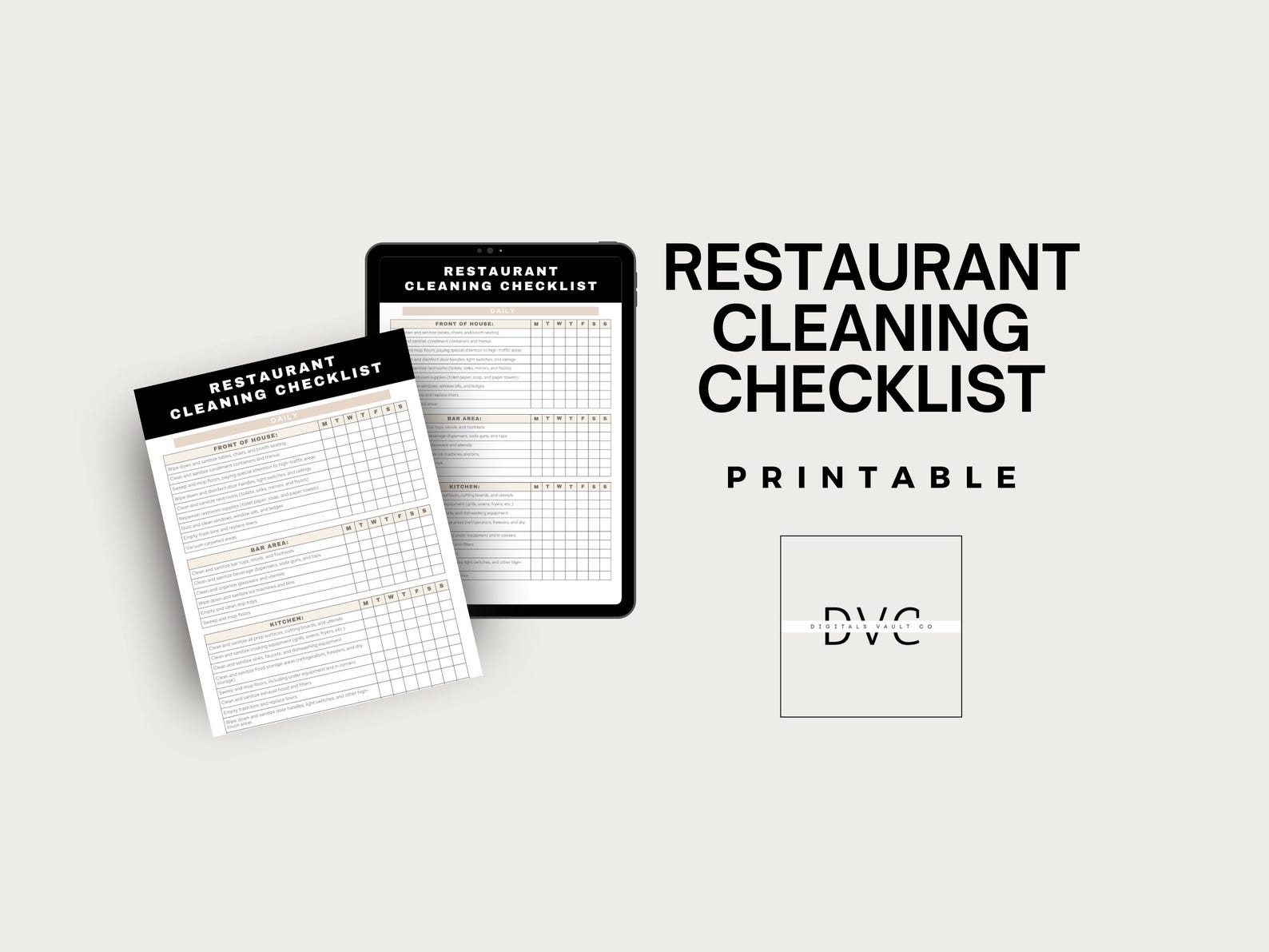 Restaurant Cleaning Checklist PDF Commercial Kitchen Sanitation Daily ...