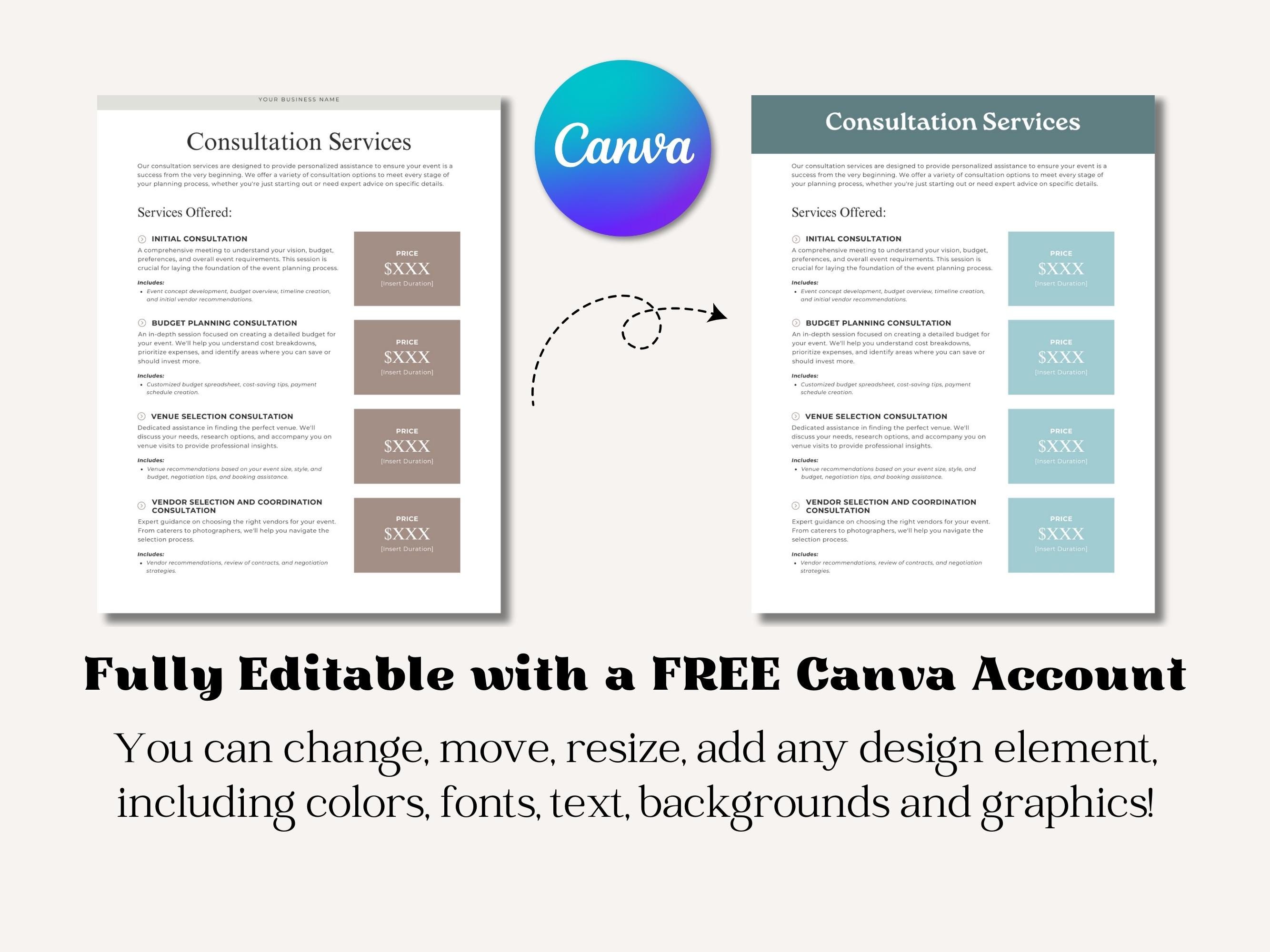 Event Planner Price List Template | Customizable Event Planning ...