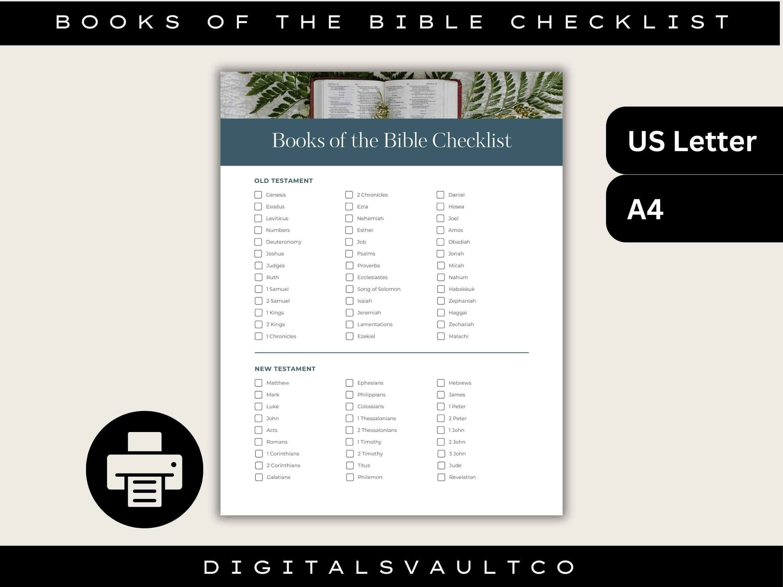 Books of the Bible Checklist Printable: Reading Tracker (PDF) - Etsy