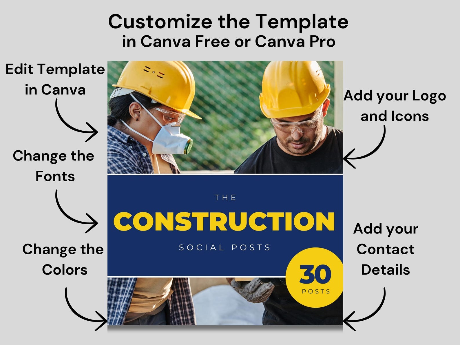 30 Construction Social Media Customizable Editable Template ...