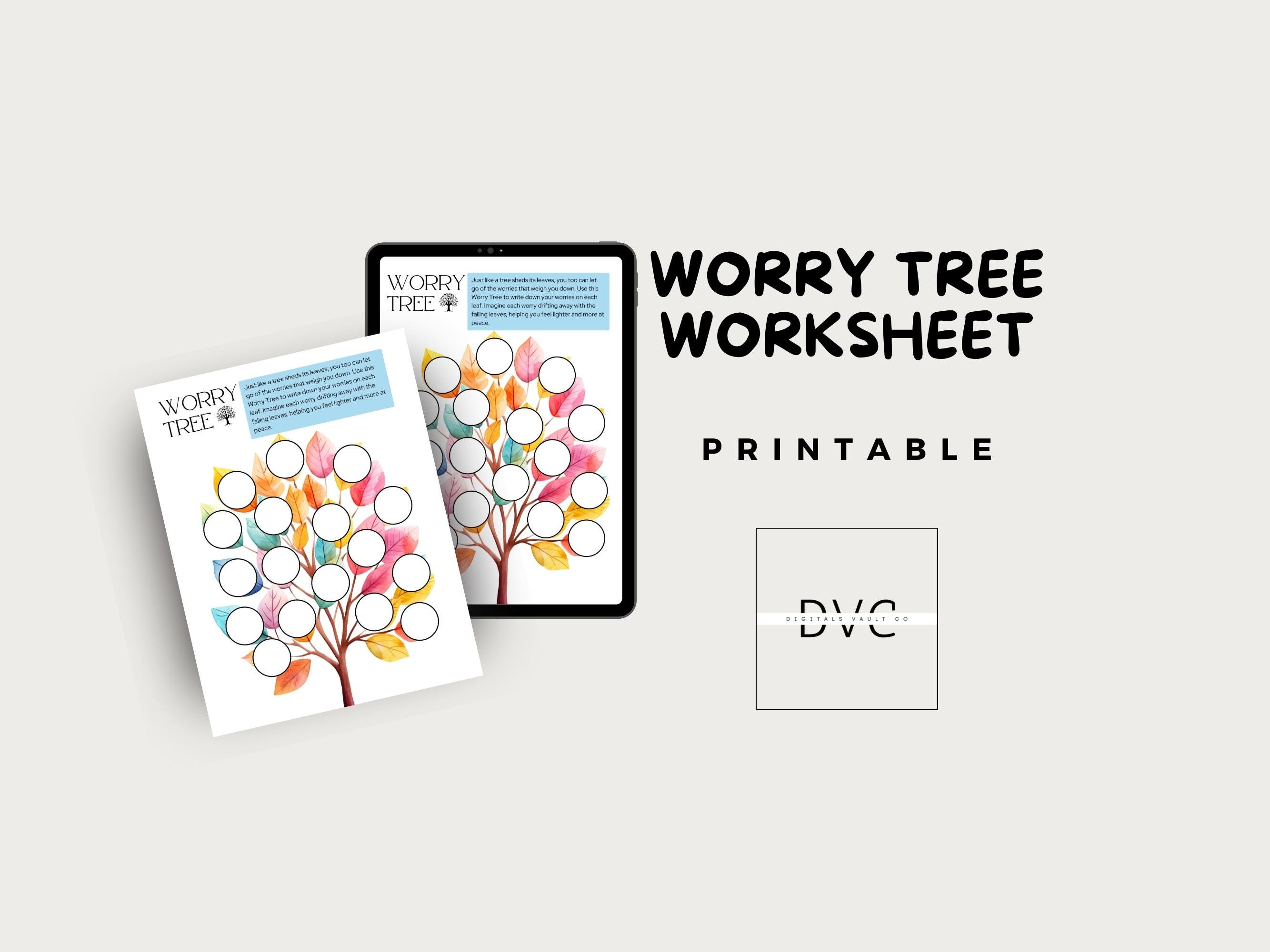Worry Tree Worksheet Printable | Anxiety Management Tool | CBT ...