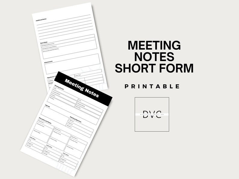 Meeting Note Taker Printable | Minimalist Meeting Tracker and Planner ...