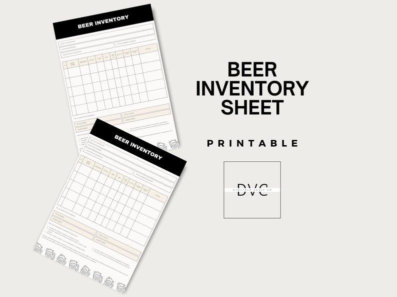 Beer Inventory Sheet PDF for Bars Breweries and Restaurants Printable ...