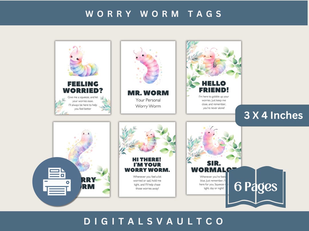 Worry Worm Tags Printable | Quote Tags for Crocheted Worry Worms ...