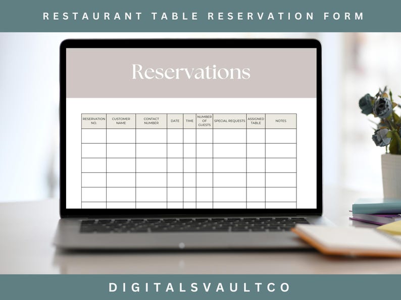 Restaurant Table Reservation Form Minimalist PDF Printable Dining ...